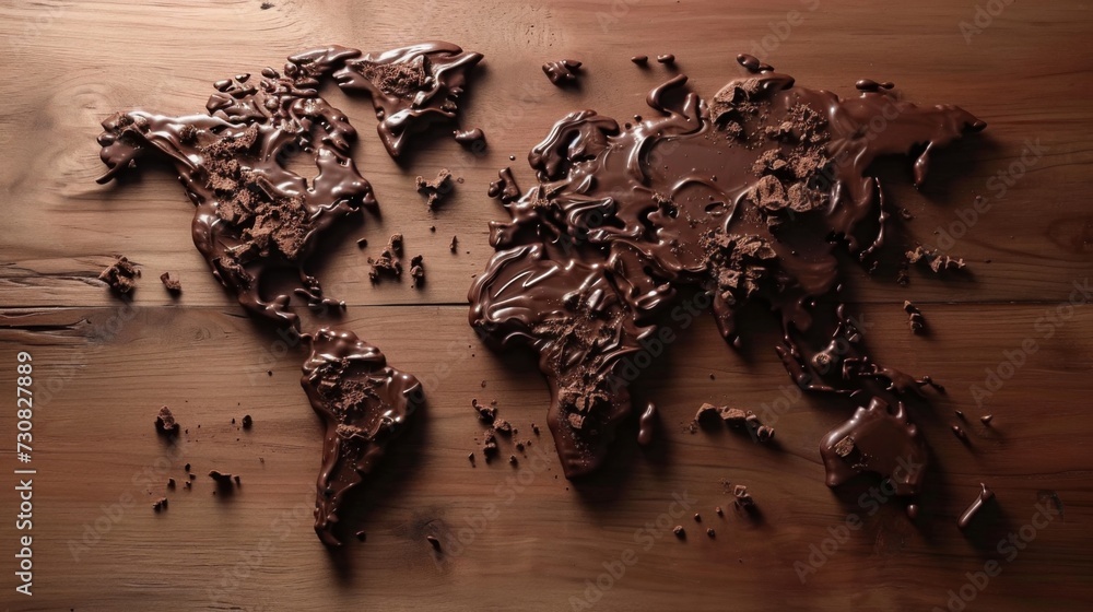 World map made of chocolate. All continents of the sweet world Stock ...