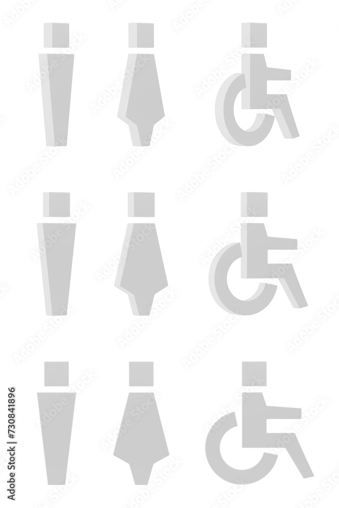 Set of white public toilet symbols with transparent background, PNG ...