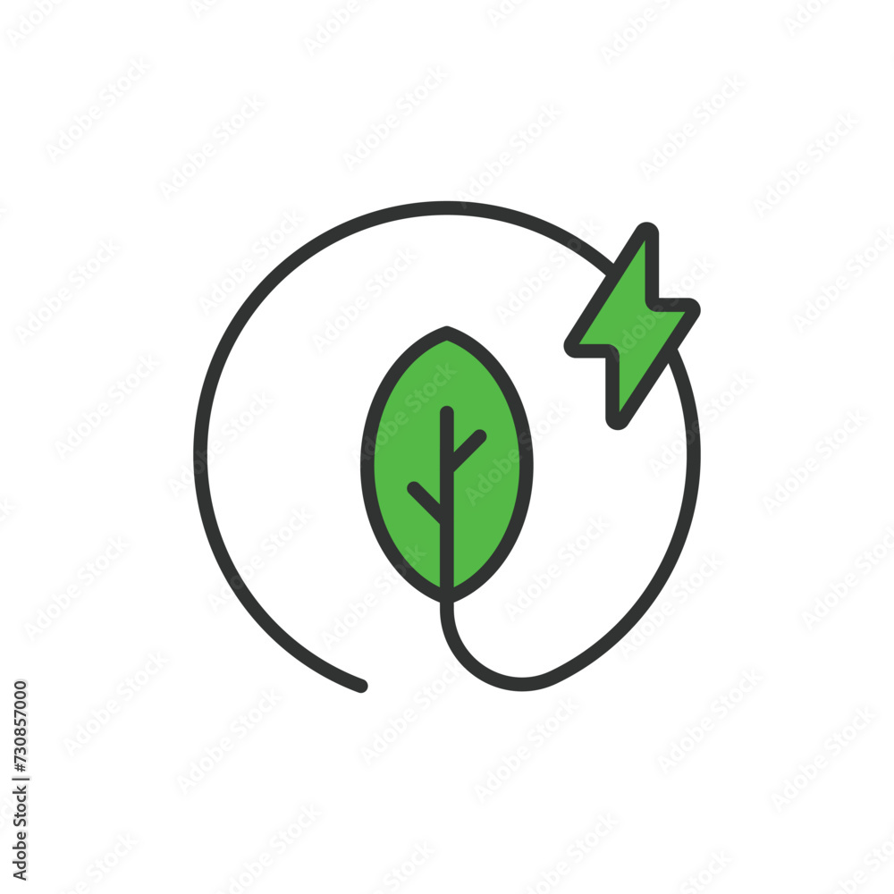 Green energy leaf icon in line design. eco, green, energy, leaf ...