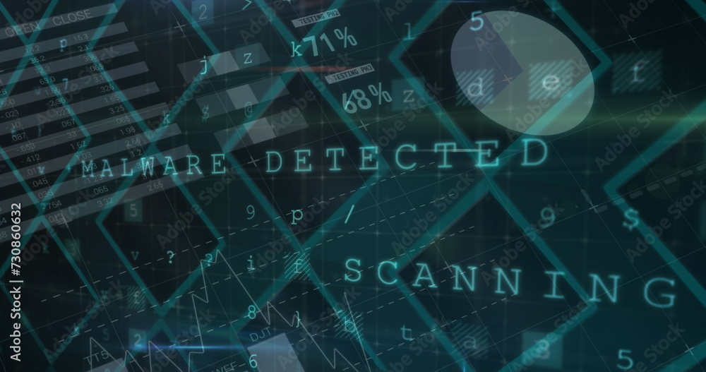 Image of cyber attack warning text with data processing on green background Stock Illustration ...