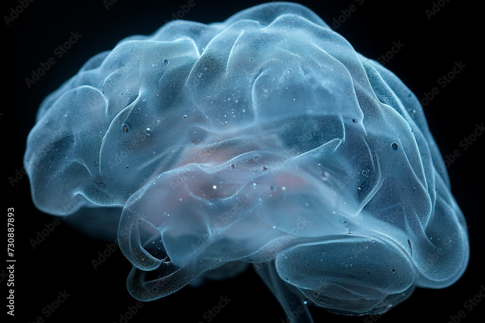 Illustration Stock Blue X-ray scan of human brain: illustration of ...