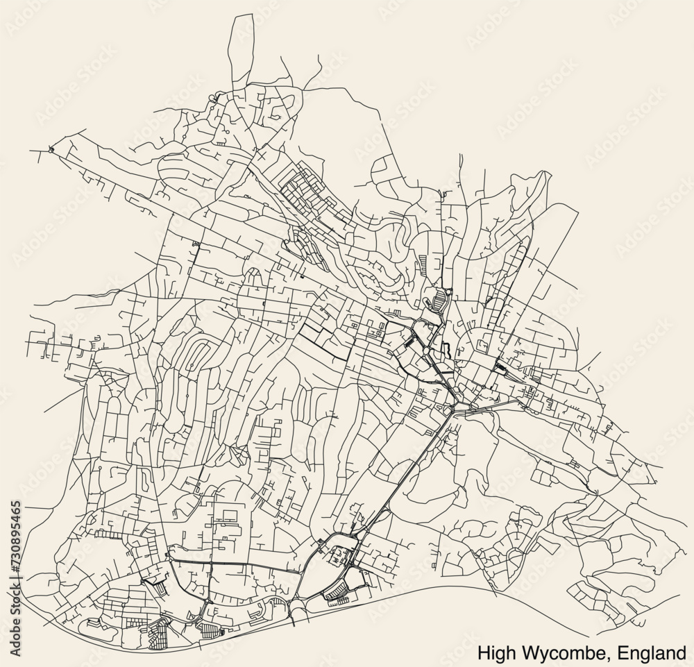 Detailed hand-drawn navigational urban street roads map of the United ...