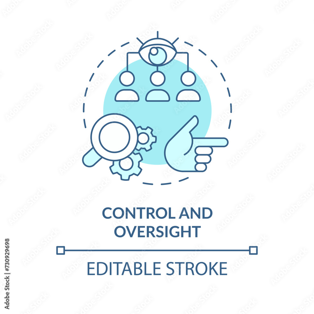 Control and oversight soft blue concept icon. Monitoring and directing ...