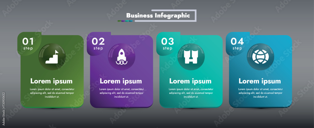 Infographic template. 4 steps that are related to each other. You can ...