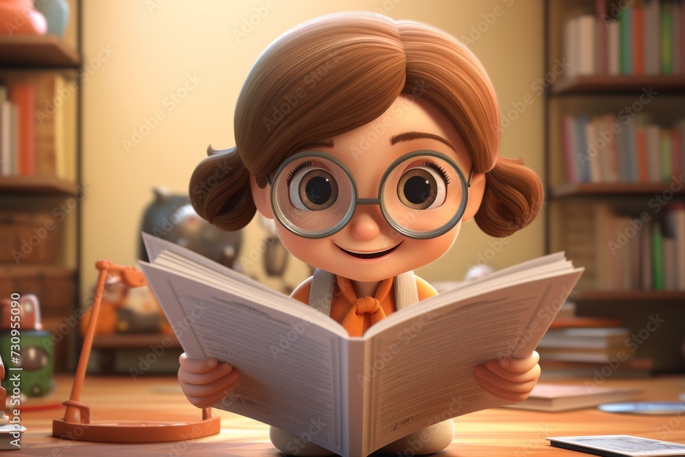 3D cartoon character animated resembling youthful detective in training ...