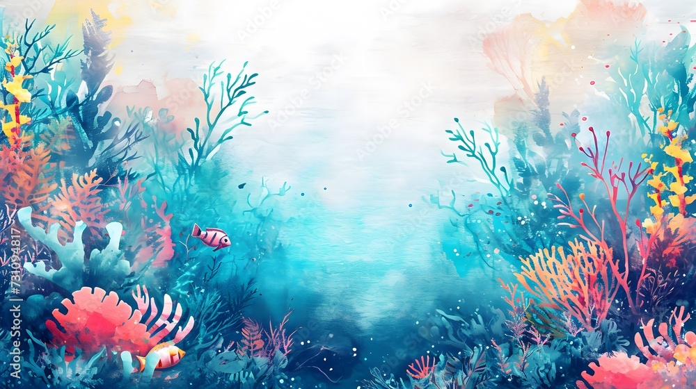 watercolor clip art,marine life and coral reefs Stock Photo | Adobe Stock