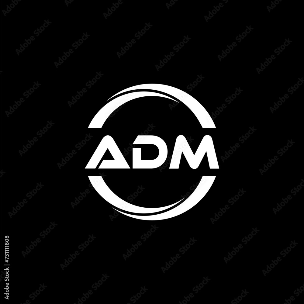ADM letter logo design with black background in illustrator, cube logo ...