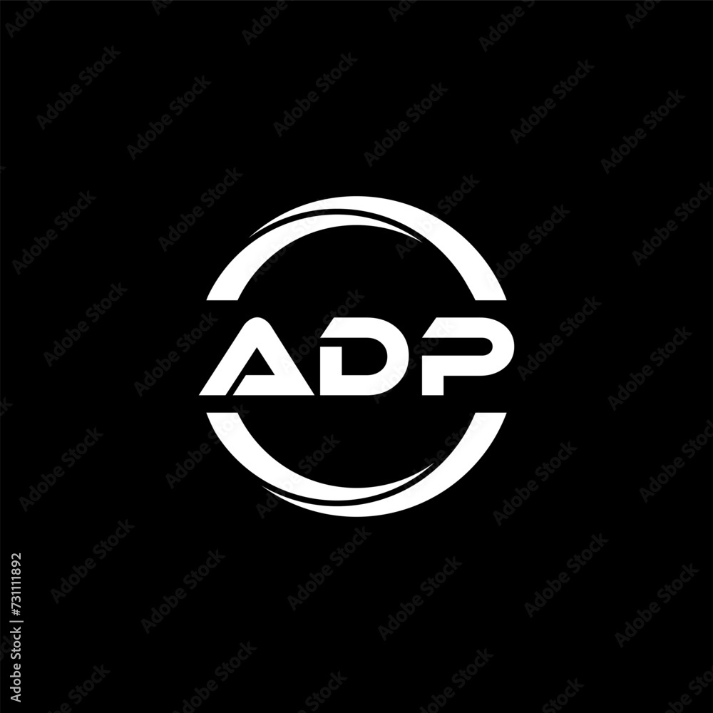 ADP letter logo design with black background in illustrator, cube logo ...