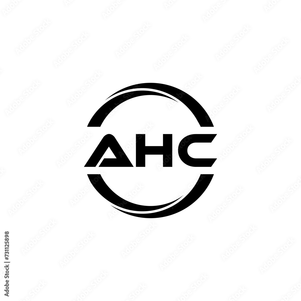 AHC letter logo design with white background in illustrator, cube logo ...