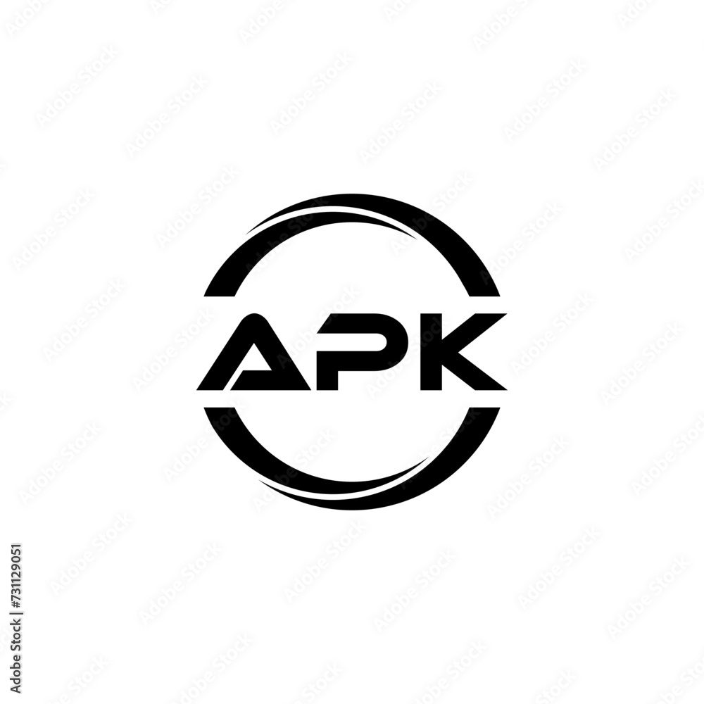 APK letter logo design with white background in illustrator, cube logo ...
