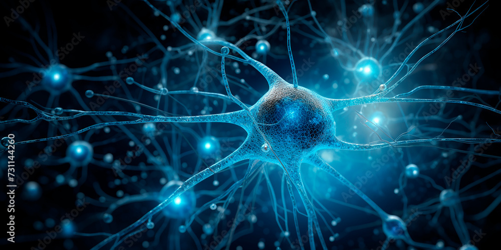 Neural connections in the brain. Image showing the complex network of ...