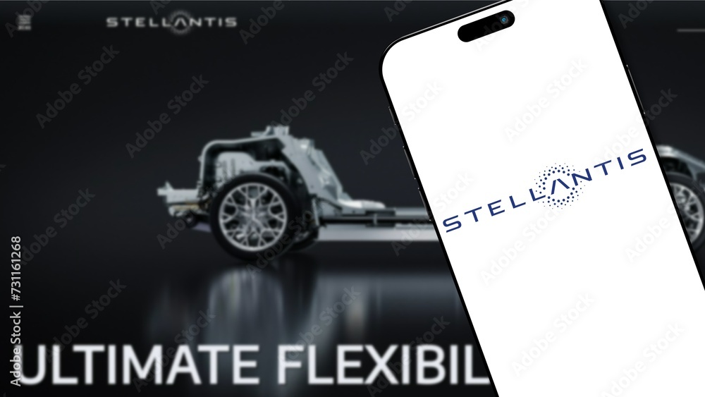 Istanbul, Turkey - 7 February 2024: Stellantis brand logo on smartphone ...