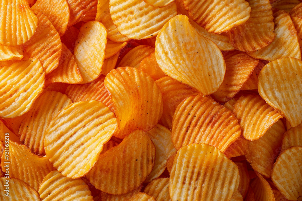 View the potato chip production line at a food industrial plant ...