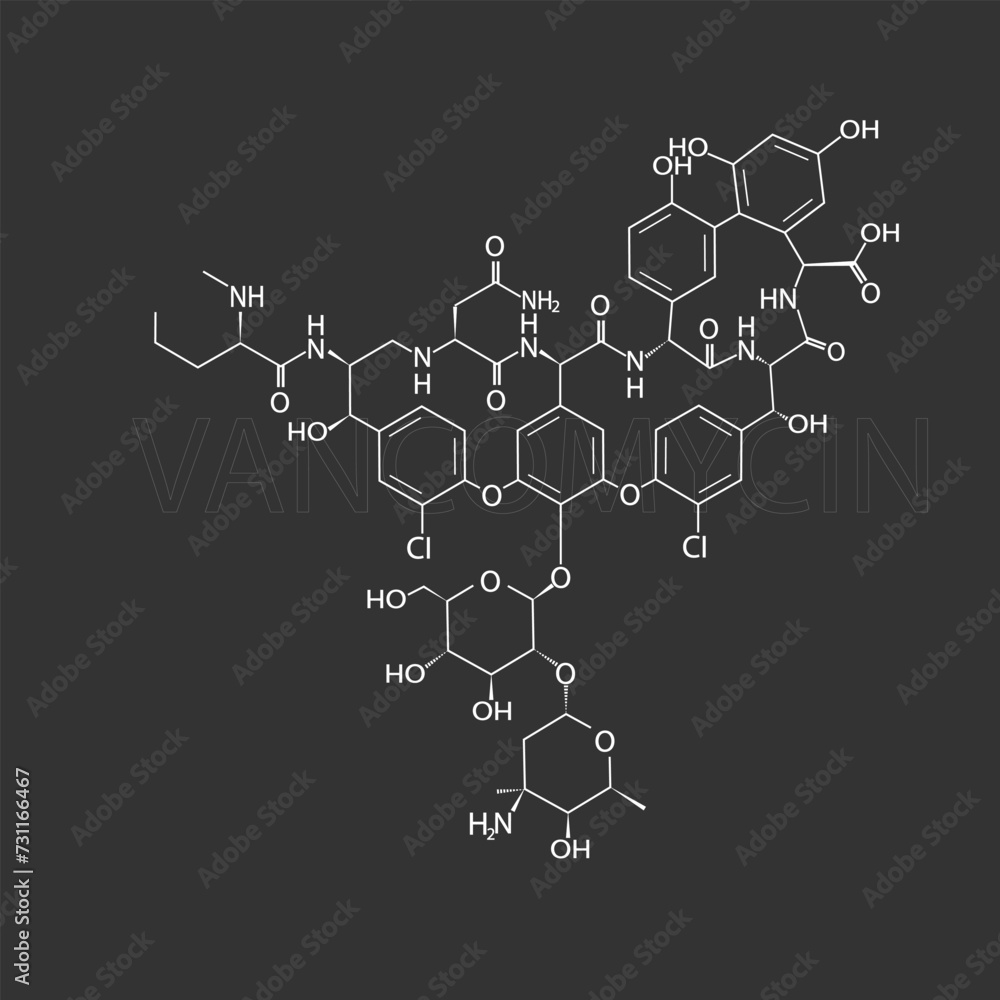 Vancomycin molecular skeletal chemical formula. Stock Vector | Adobe Stock