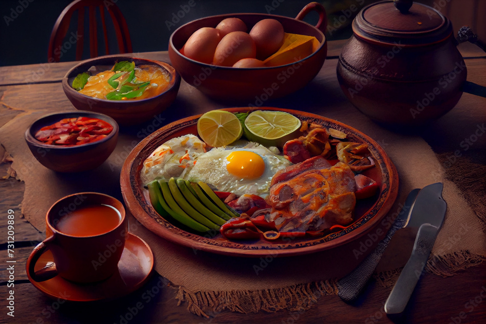 Stock-Foto „Bandeja paisa, typical dish at the Antioqueña region of ...