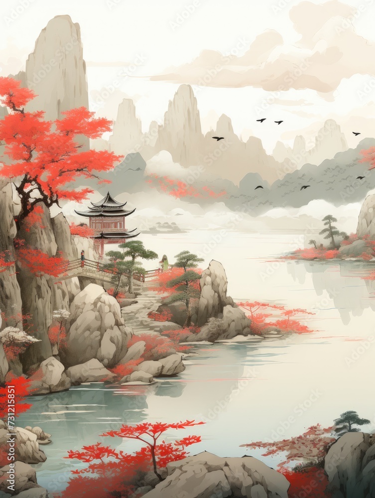 Wallpaper landscape chinese painting style . Asian traditional culture ...