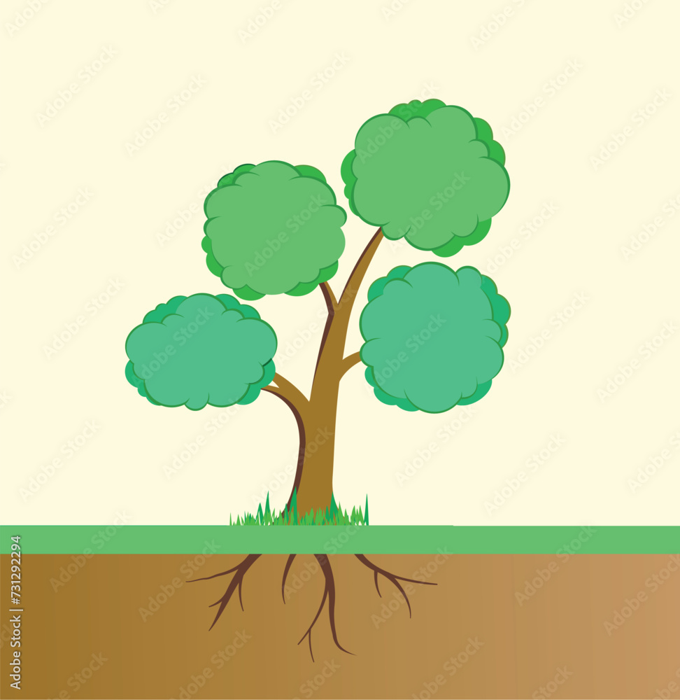 Tree with root - infographic Stock Vector | Adobe Stock