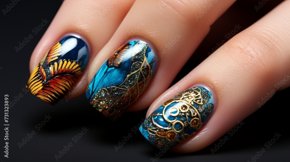 Vibrant and intricate studio shots of beautifully crafted nail art ...