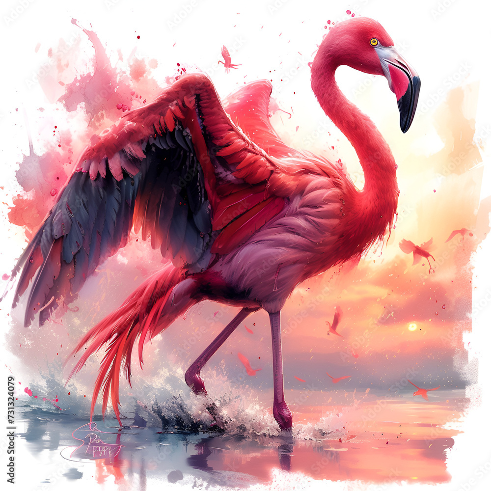 Stock-Foto „Tropical Flamingo Clipart, Flamingo Watercolor, Animal ...