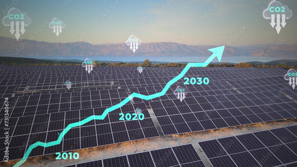 Net zero emission graph reducing CO2 emission until 2050 using solar ...