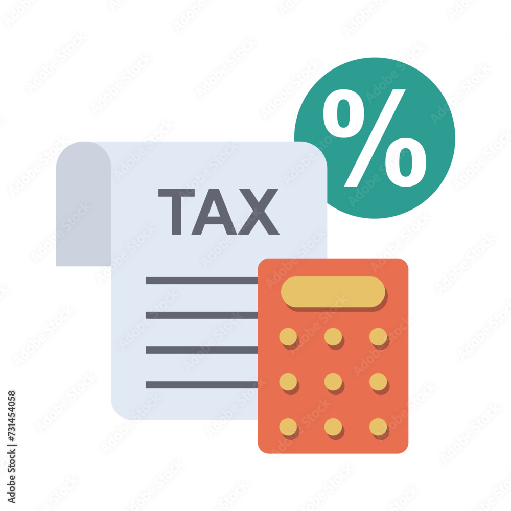 Tax letter icon, calculator and letter with text isolated on ...
