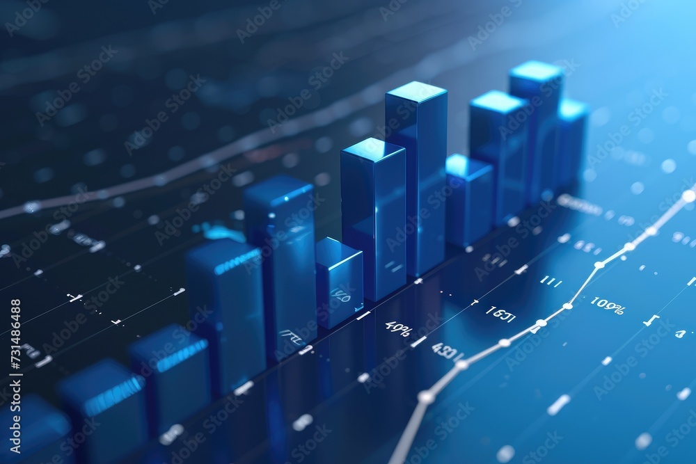 Photo Stock Blue Bar Chart With Numbers, Statistics Representation for ...