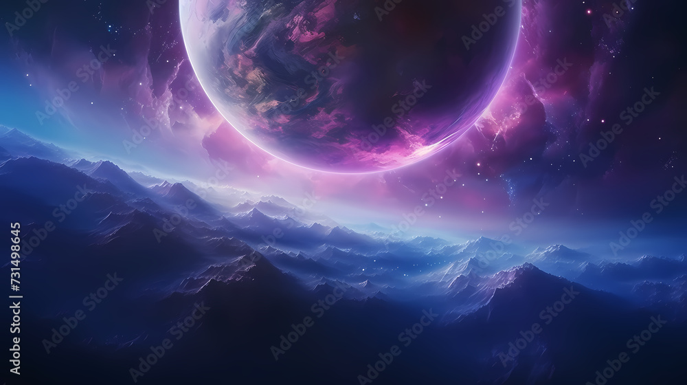 Star system background in the sky, 3D collection of stars in the ...