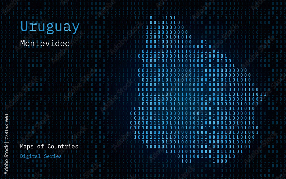 Vector de Stock Uruguay Map Shown in Binary Code Pattern. Matrix ...