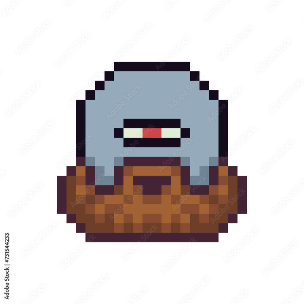 Head with brown beard, one-eyed grandfather, barbershop, old man face ...