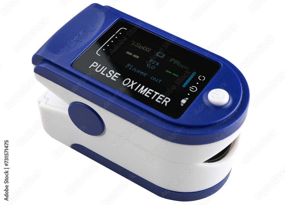 Pulse oximeter for measuring blood oxygenation pulse, isolated on a ...