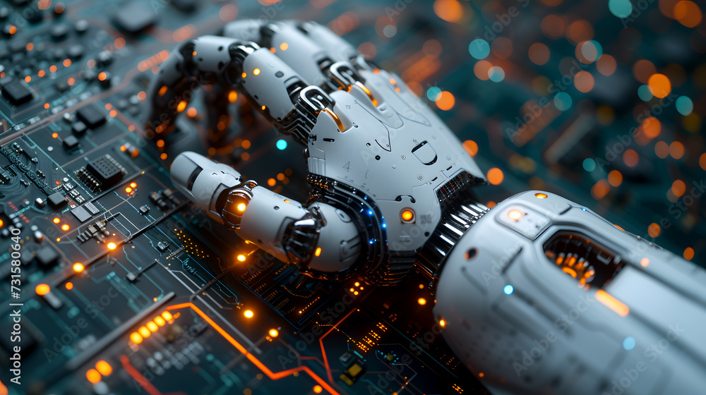 Mechanical Cyborg Hand in Futuristic Concept, Artificial Intelligence ...