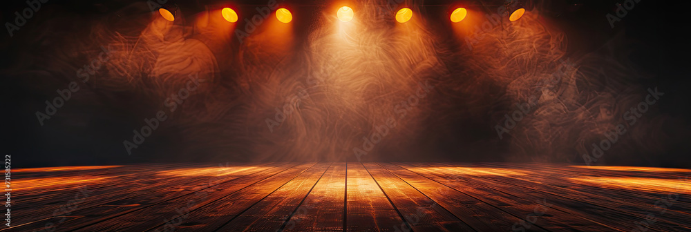Illustration Stock Free stage with lights and smoke, Empty stage with ...