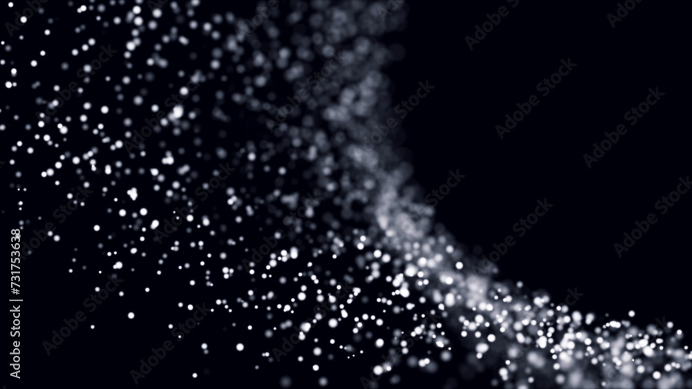 Abstract background of moving dust particles. Falling light. 3D ...