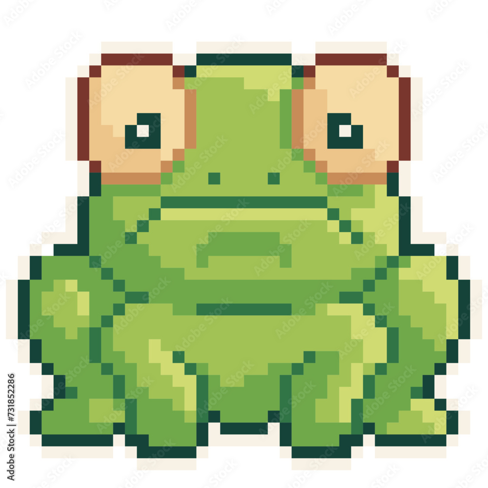 Frog - Cute Kawaii Cartoon Pixel Art Animal Toad Icon Vector Stock ...