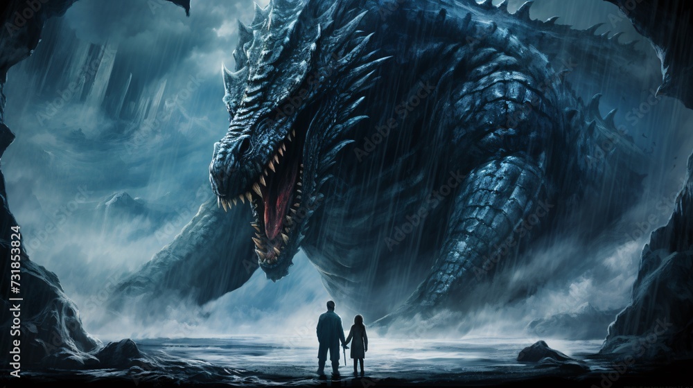 Stock-Illustration „Fantasy Creature Unleashed: A Terrifying Monster ...