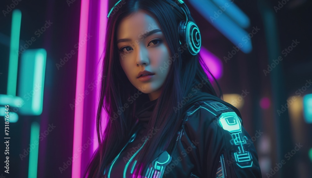 girl of the future model appearance, beautiful Asian girl, cyberpunk ...