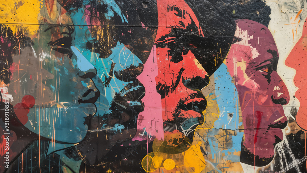 Expressive street art depicting the successful fight for equality ...