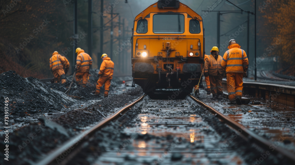 Railway maintenance team working collaboratively, highlighting the ...