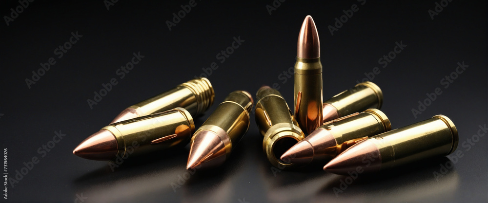 firing assault riffle shooting firepower bullets isolated on black ...