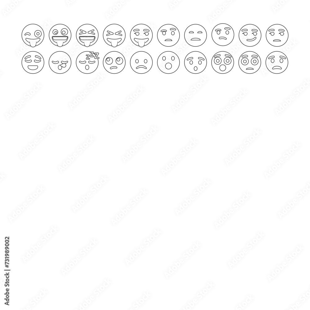 Vector de Stock Emoji face emoticon funny line eight black icon ...