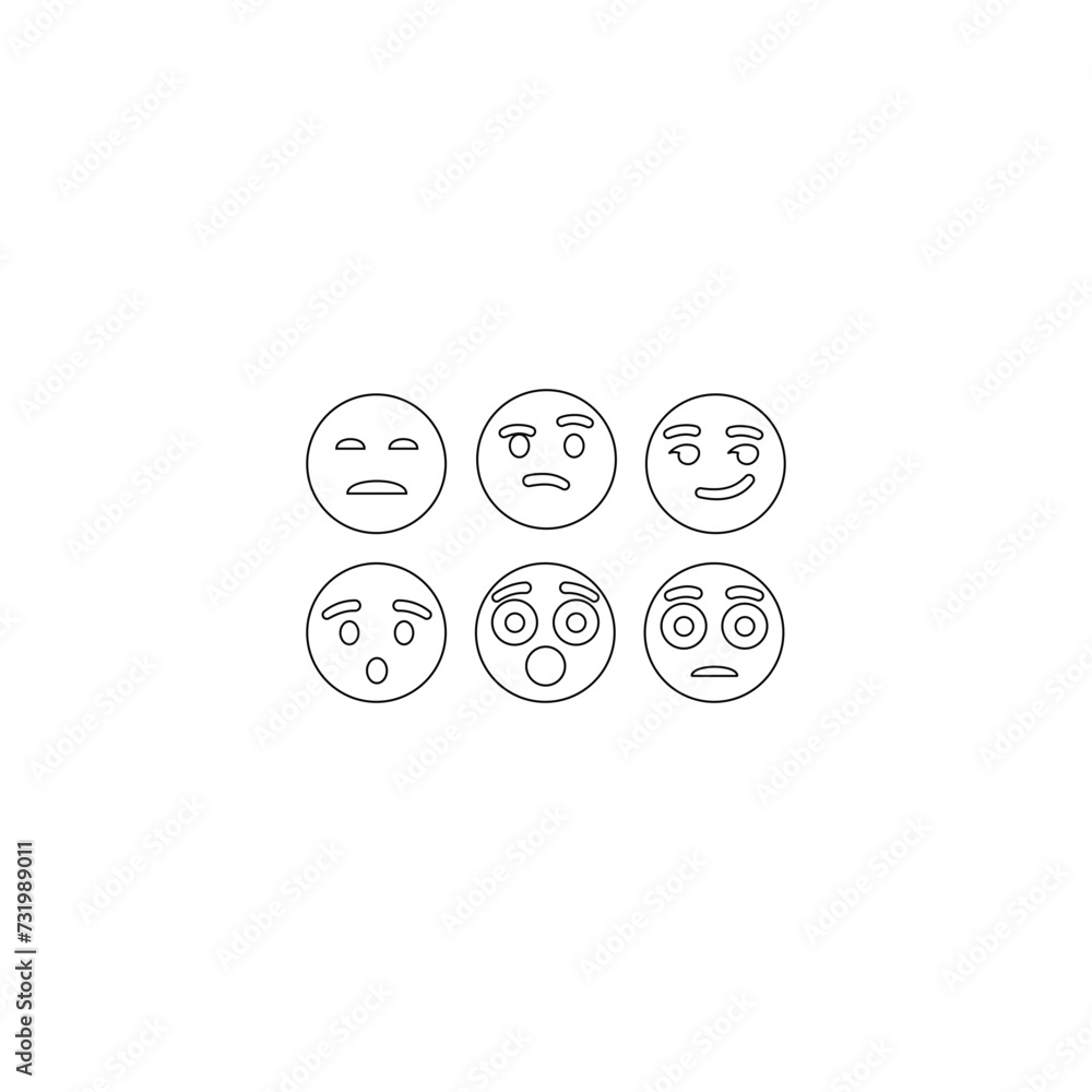 Emoji face emoticon funny line eight black icon expression smiley face ...