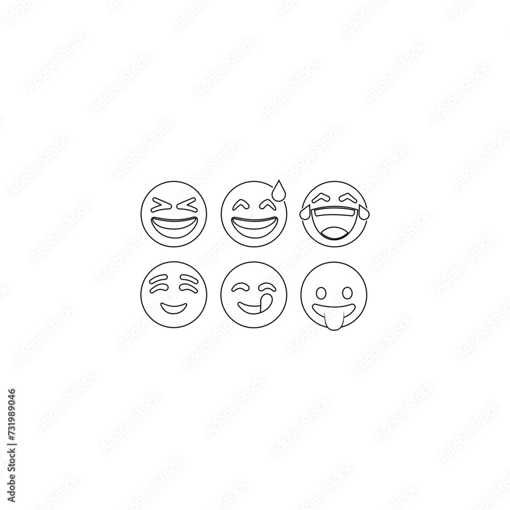 Emoji face emoticon funny line eight black icon expression smiley face ...