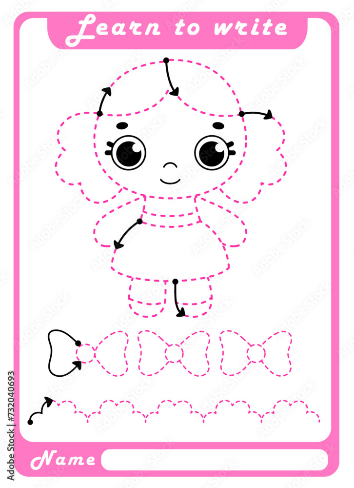 Preschool Fine Motor Worksheet - Dotted Lines. Learn to write. Trace ...