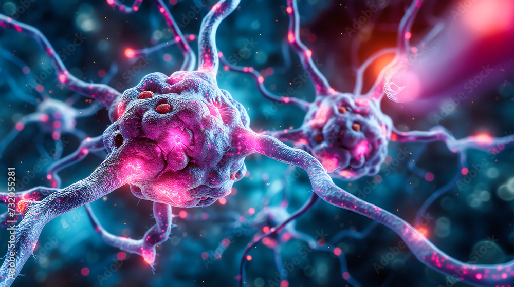Microscopic view of neurons illustrating the complex network within the ...
