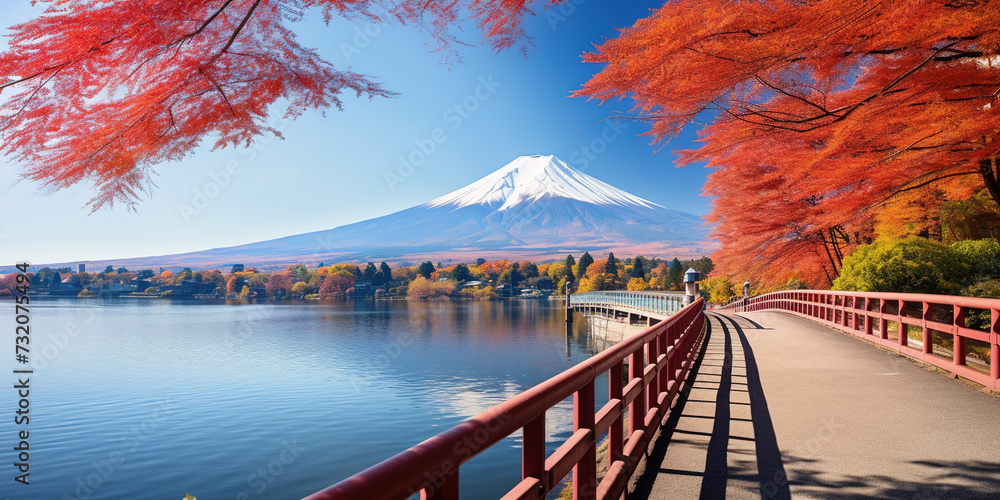 Mt. Fuji, mount Fuji-san tallest volcano mountain in Tokyo, Japan. Snow ...