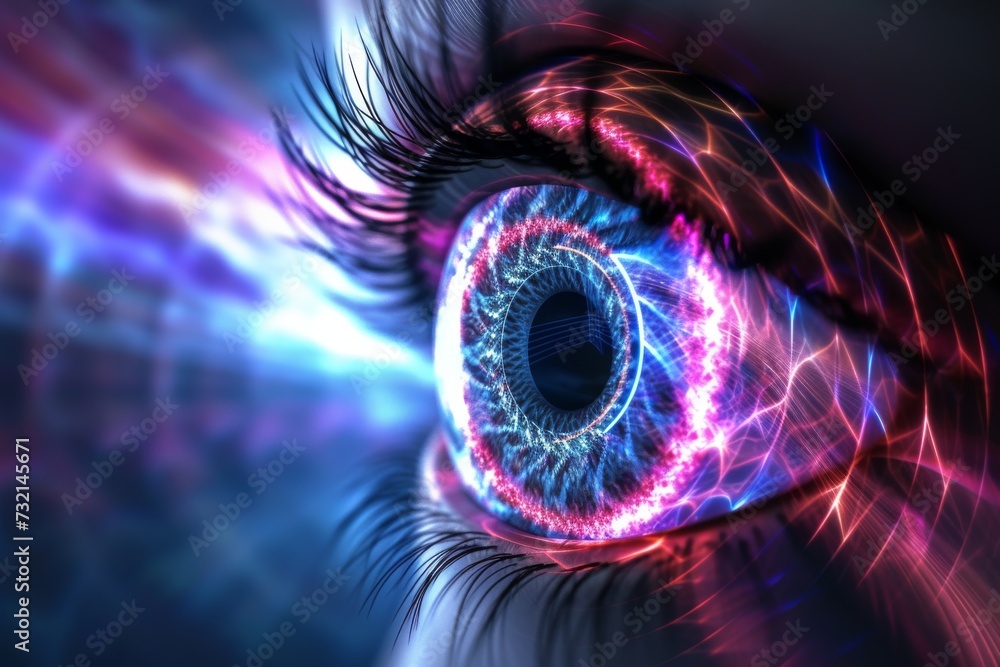 Human Cyborg AI Eye Mydriatic eye drop. Eye red green color confusion ...