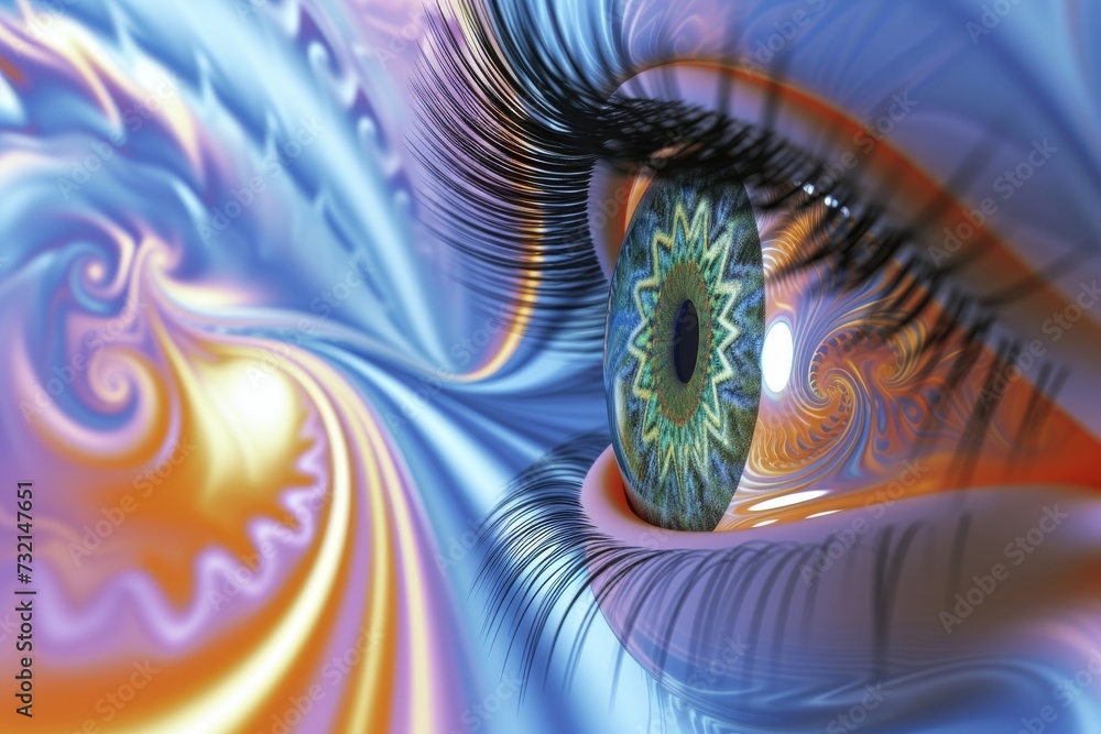 Illustration Stock Human Cyborg AI Eye stimulus intensity. Eye eyelash ...