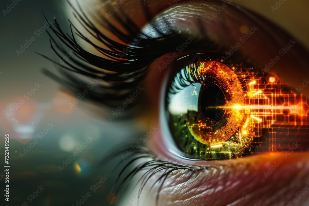 Human Cyborg AI Eye optic nerve damage. Eye Primary open angle glaucoma ...