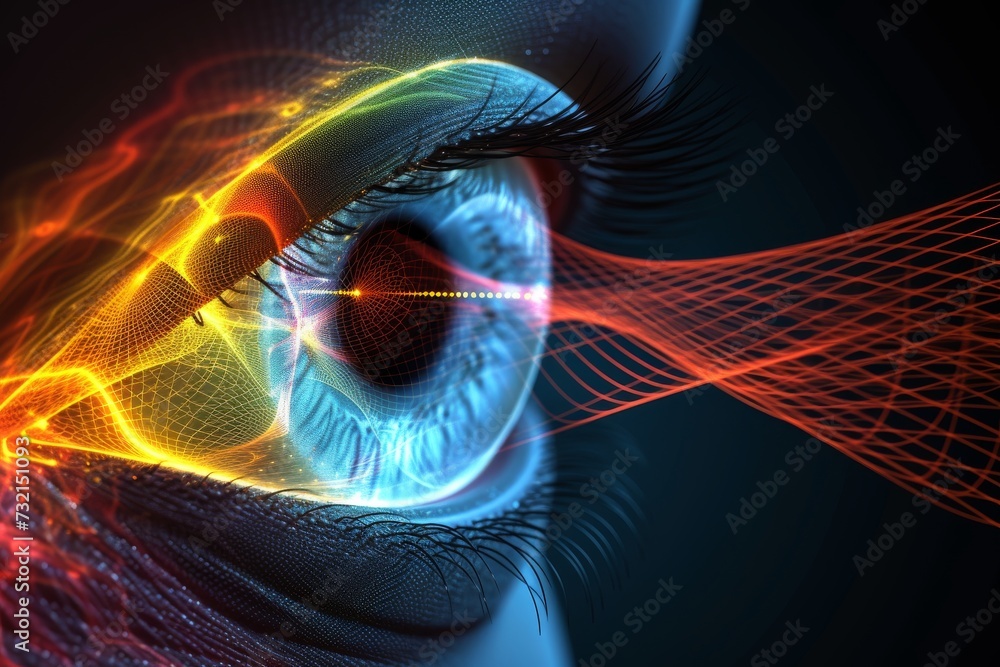 Human Cyborg AI Eye black. Eye papilledema optic nerve lens levator ...