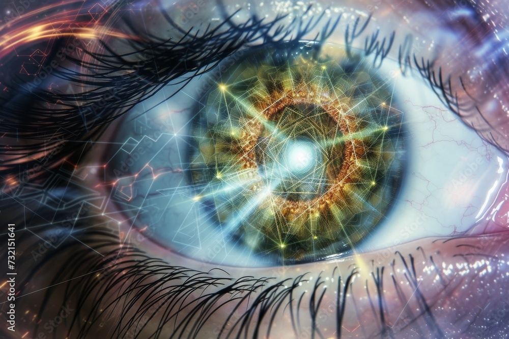 Human Cyborg AI Eye eye pain management. Eye electrode placement optic ...